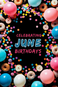 Floral Celebrating June Birthdays A4 Template | PosterMyWall