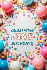 Maximalist Celebrating June Birthdays A4 Template | PosterMyWall