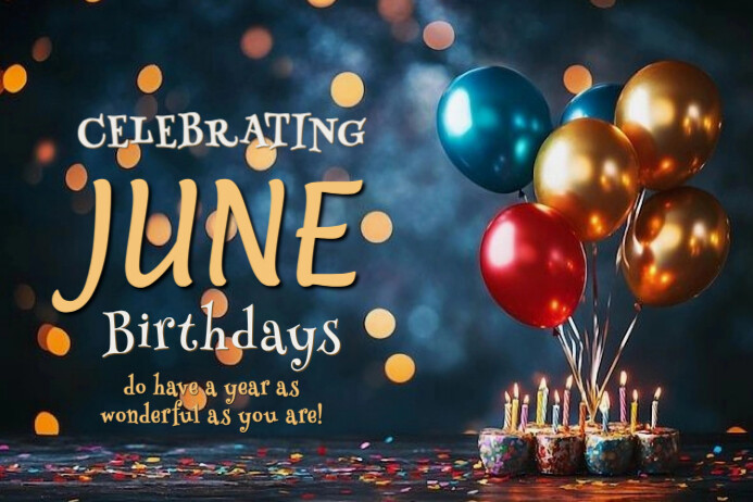 Maximalist Celebrating June Birthdays Banner 4' × 6' Template ...