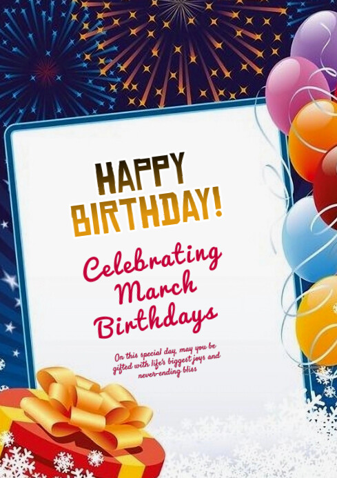 Maximalist Celebrating March Birthdays A4 Template | PosterMyWall