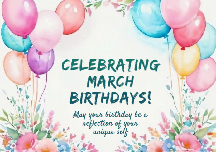 Maximalist Celebrating March Birthdays A4 Template | PosterMyWall