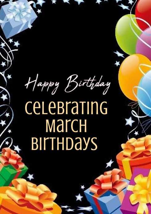 Maximalist Celebrating March Birthdays A4 Template | PosterMyWall