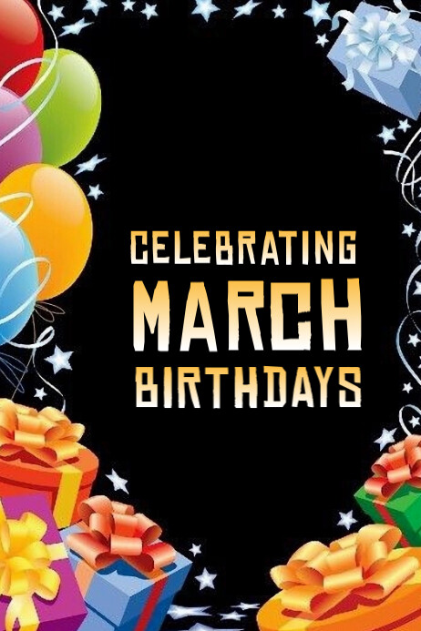 Maximalist Celebrating March Birthdays Banner 4' × 6' Template ...