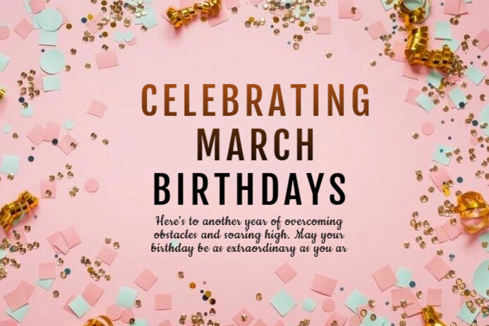 Maximalist Celebrating March Birthdays Banner 4' × 6' Template ...