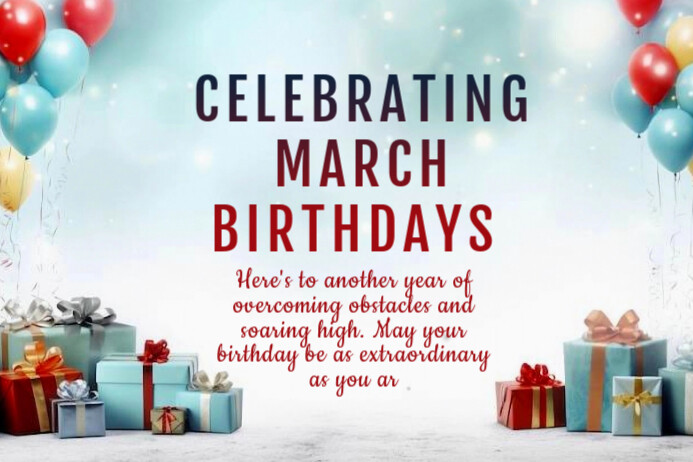 Maximalist Celebrating March Birthdays Banner 4' × 6' Template ...