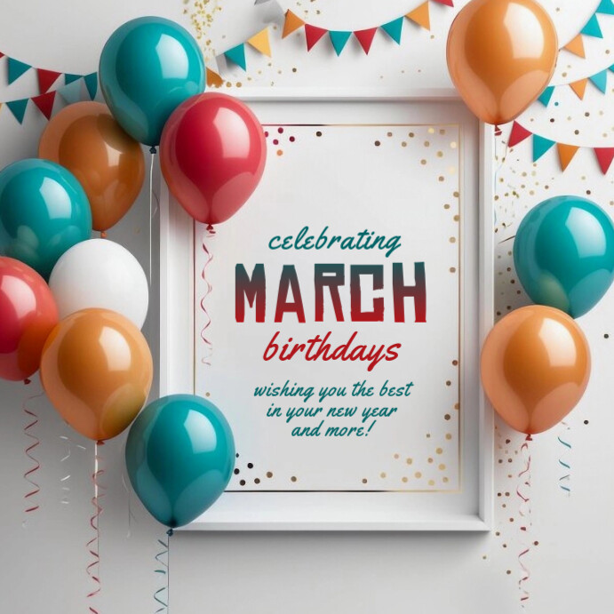 Maximalist Celebrating March Birthdays Instagram Post Template ...
