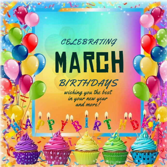 Maximalist Celebrating March Birthdays Instagram Post Template ...