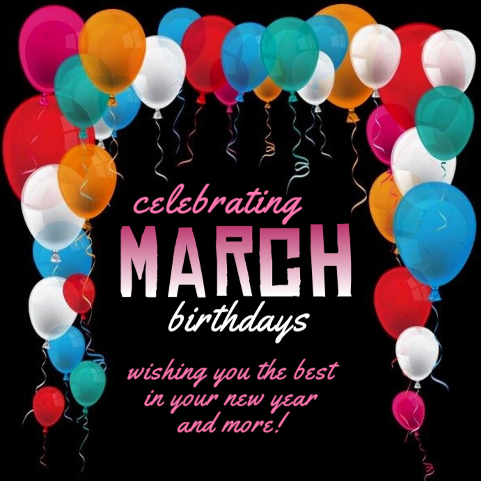 Maximalist Celebrating March Birthdays Instagram Post Template ...