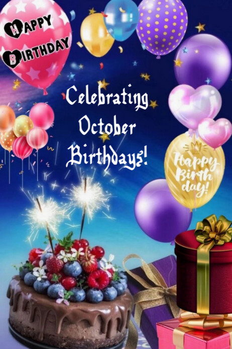 Plantilla de Maximalist Celebrating October Birthdays Bann | PosterMyWall