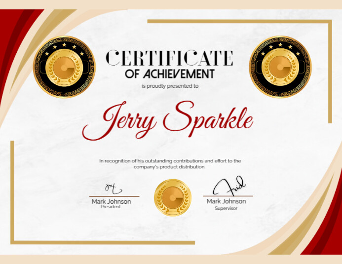 Maximalist Certificate Of Achievement Red Gold Flyer Letter Template ...