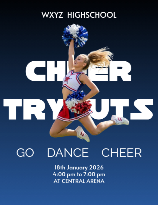 Copy of Maximalist Cheer Tryouts With Young Blonde Woman Jumping With ...
