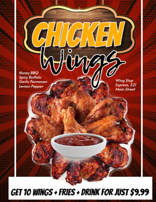Maximalist Chicken Wing Special Flyer (us Letter) Template | PosterMyWall