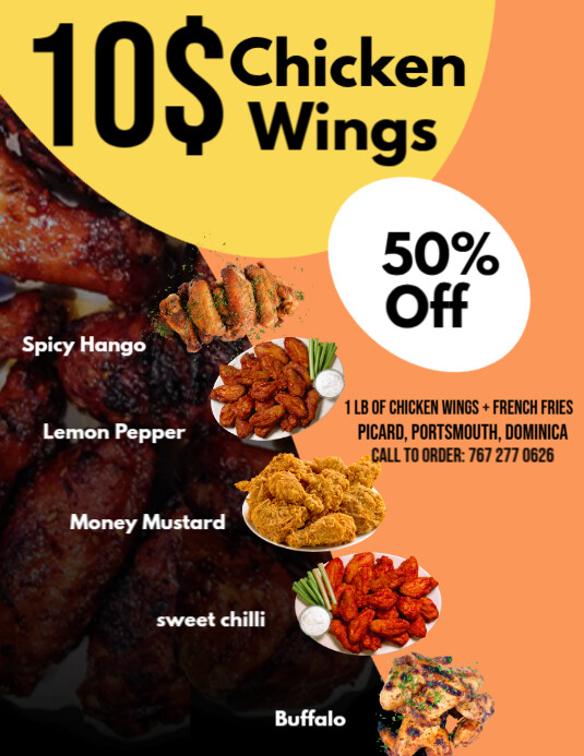 Maximalist Chicken Wings Flyer (us Letter) Template | PosterMyWall