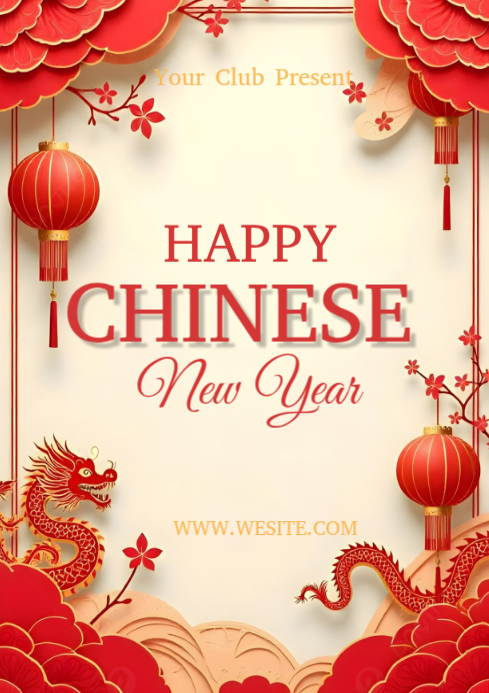 Maximalist Chinese New Year A4 Template | PosterMyWall