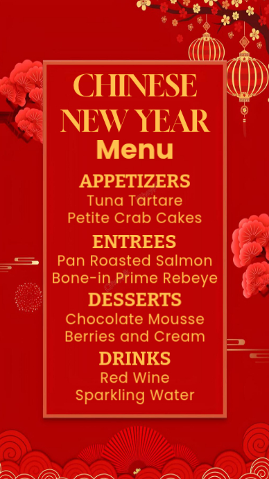 Maximalist Chinese New Year Menu Instagram Story Template | PosterMyWall