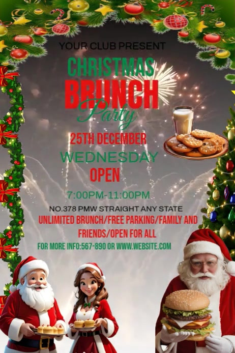 Maximalist Christmas Brunch Pinterest Graphic Template | PosterMyWall