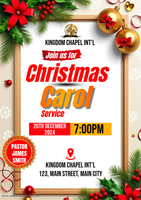 Copy of Maximalist Christmas Carol Service A4 | PosterMyWall