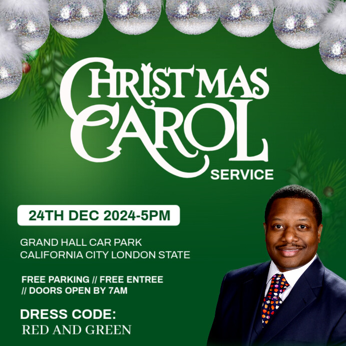 Copy of Maximalist Christmas Carol Service Invitation Template Design ...