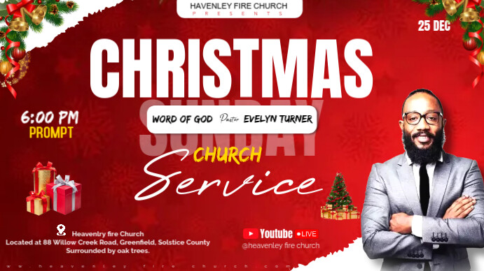 Maximalist Christmas Church Service Youtube Thumbnail Template ...