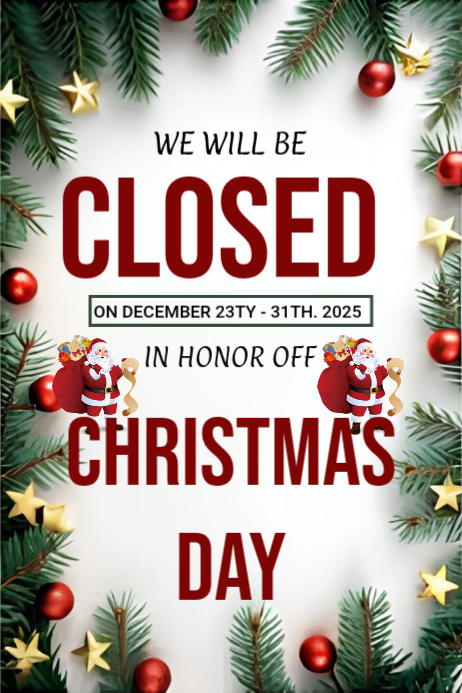 Maximalist Christmas Day Closed Poster Template | PosterMyWall