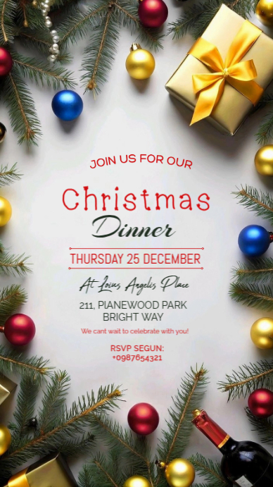 Modèle Maximalist Christmas Dinner Party Invitation Whatsapp Status ...