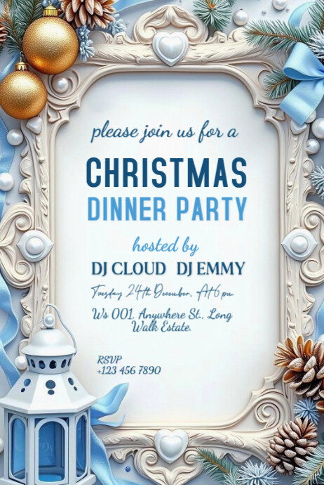 Maximalist Christmas Dinner Party Invite Banner 4' × 6' Template ...