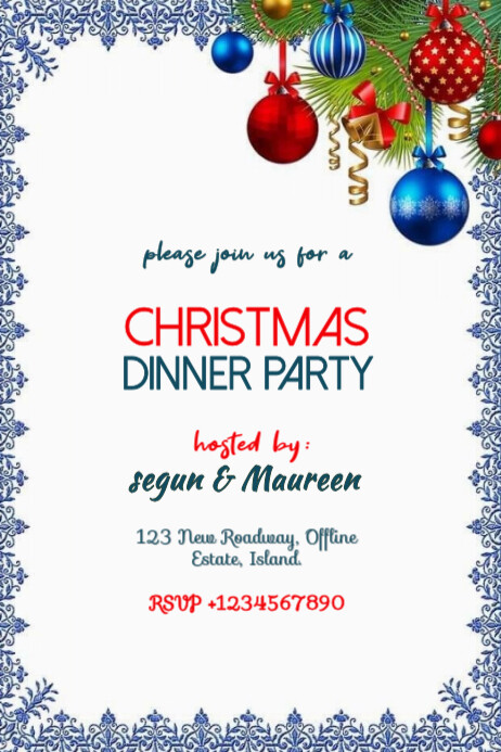 Maximalist Christmas Dinner Party Invite Banner 4' × 6' Template ...