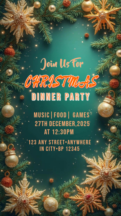 Plantilla de Maximalist Christmas Dinner Party Poster Whatsapp Status ...