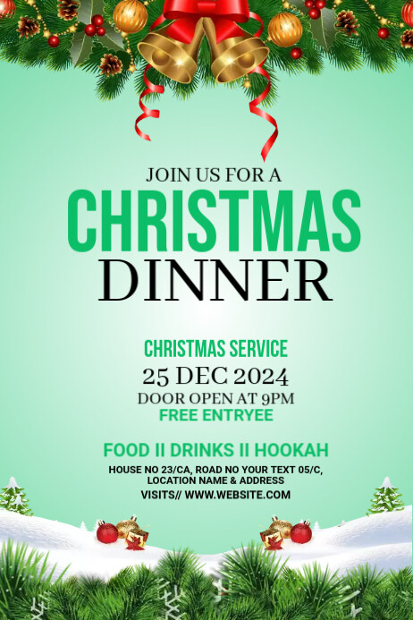 Maximalist Christmas Dinner Service Banner 4' × 6' Template | PosterMyWall