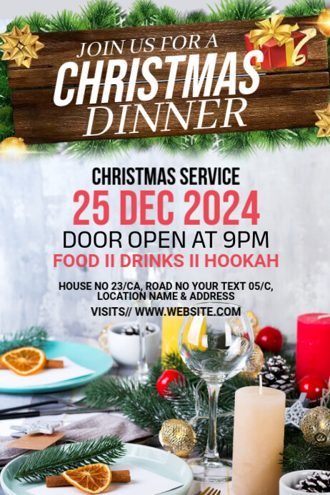 Maximalist Christmas Dinner Service Banner 4' × 6' Template | PosterMyWall