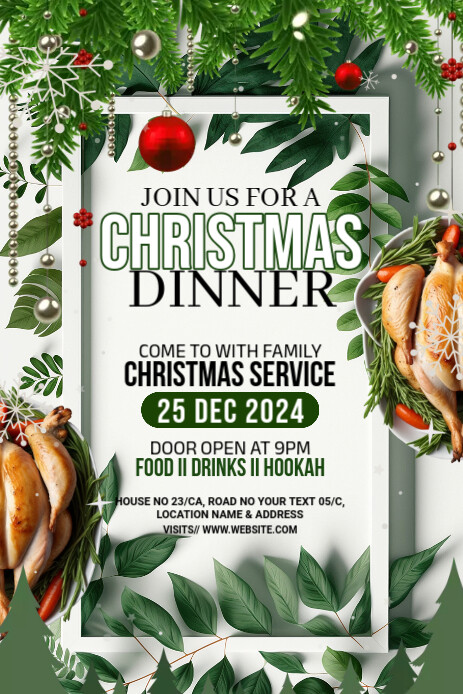 Maximalist Christmas Dinner Service Pinterest Graphic Template ...