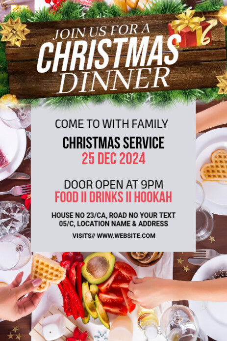 Maximalist Christmas Dinner Service Pinterest Graphic Template ...