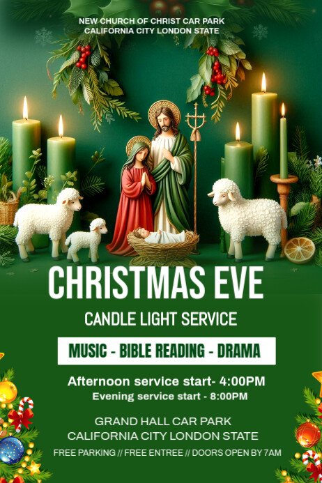 Copy of Maximalist Christmas Eve Candle Light Service Poster | PosterMyWall
