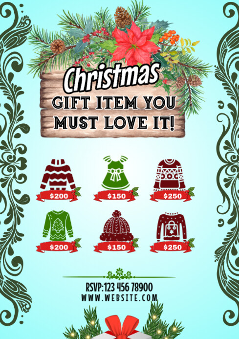 Maximalist Christmas Gift Item Sale Flyer A1 Template | PosterMyWall