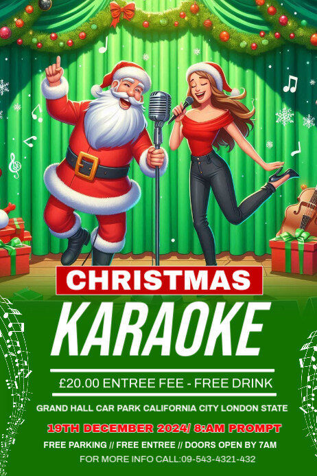 Maximalist Christmas Karaoke Invitation Template Poster | PosterMyWall