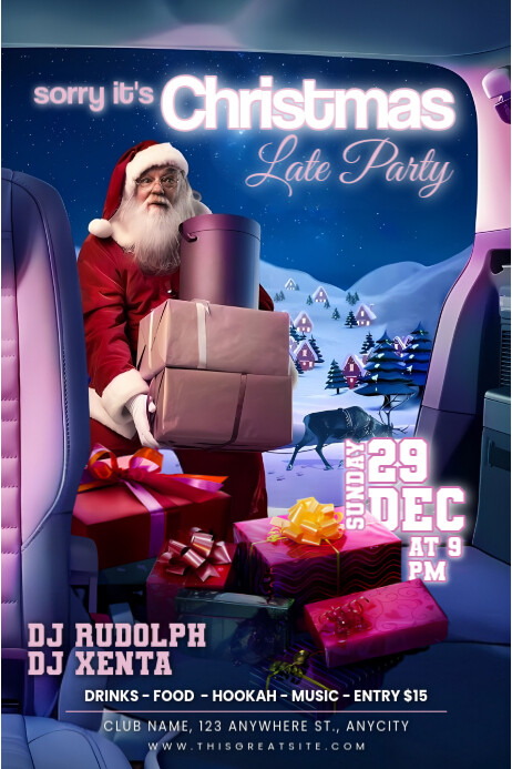 Maximalist Christmas Late Party Night Poster Template | PosterMyWall