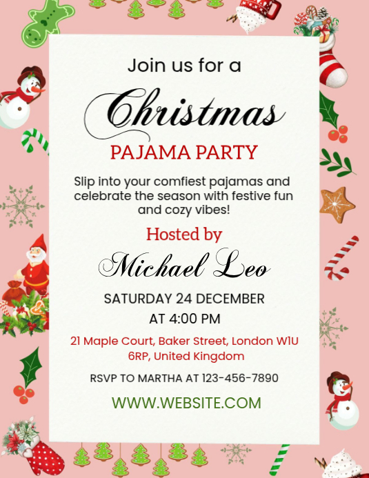 Modèle Maximalist Christmas Pajama Party Invitation Card Poster ...