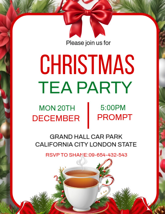 Copy of Maximalist Christmas Tea Party Invitation Template Flyer (us ...