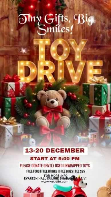 Maximalist Christmas Toy Drive Digital Display (9:16) Template ...