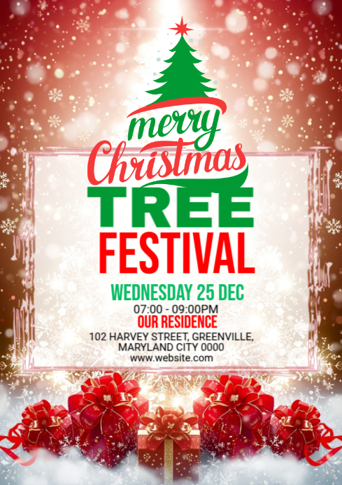 Maximalist Christmas Tree Festival A3 Template | PosterMyWall