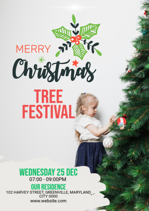 Maximalist Christmas Tree Festival A5 Template | PosterMyWall
