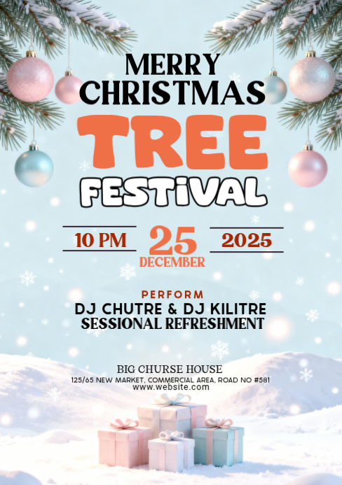 Maximalist Christmas Tree Festival A5 Template | PosterMyWall