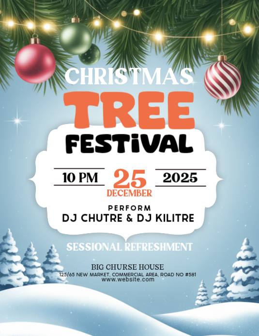 Maximalist Christmas Tree Festival Flyer (us Letter) Template ...