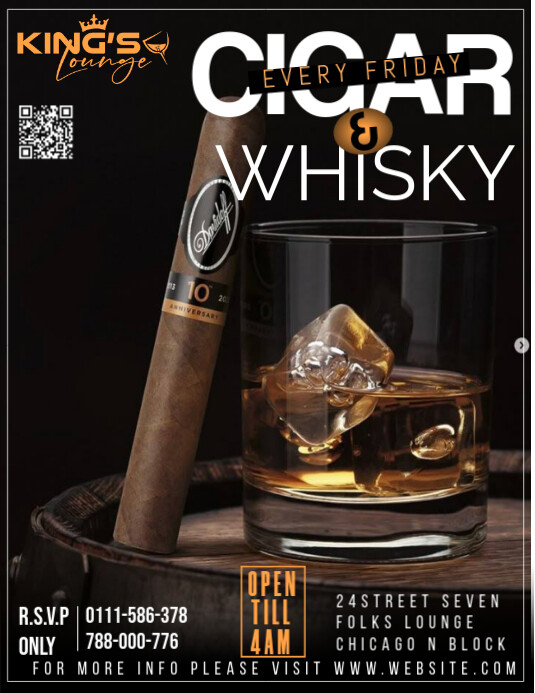 Plantilla de Maximalist Cigar And Whisky Flyer (us Letter) | PosterMyWall