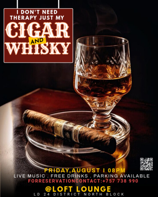 Maximalist Cigar And Whisky Instagram Portrait Template | PosterMyWall