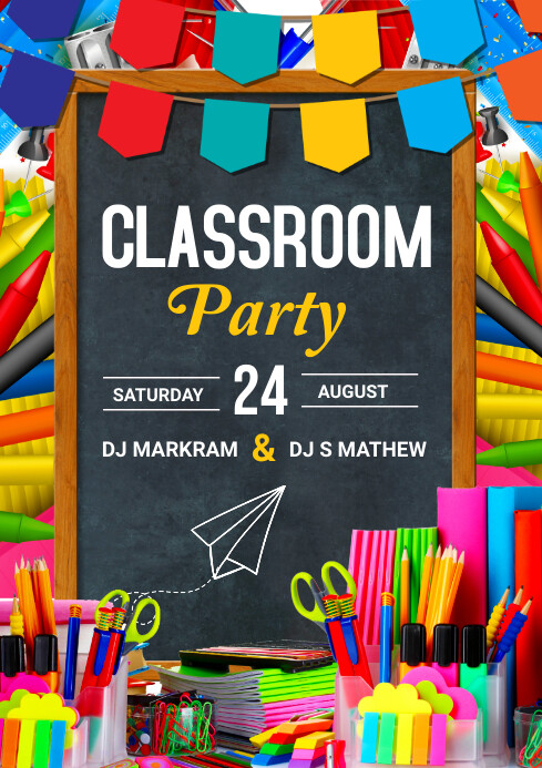 Maximalist Classroom Party A4 Templat | PosterMyWall