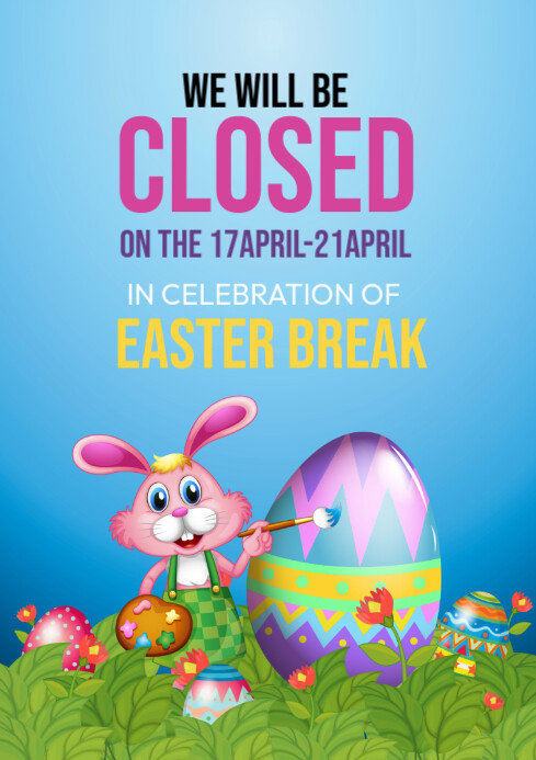Maximalist Closed For Easter Flyer Template A4 | PosterMyWall