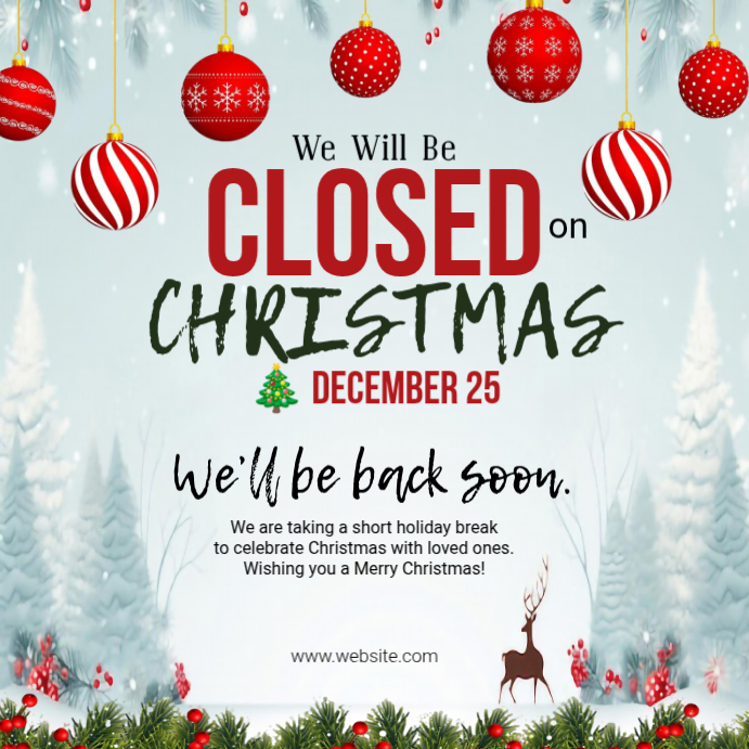Maximalist Closed On Christmas Instagram Post Template | PosterMyWall