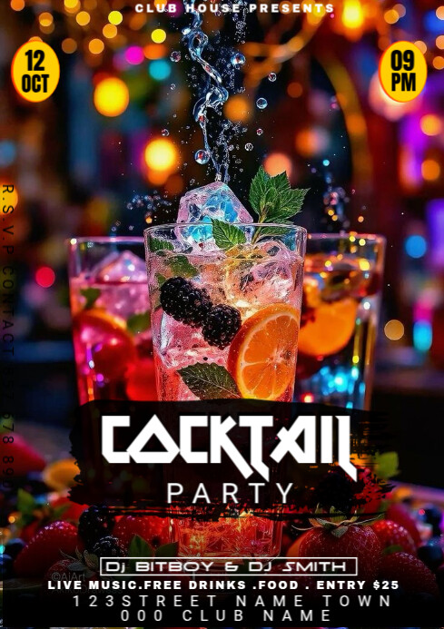 Maximalist Cocktail Party A4 Template | PosterMyWall