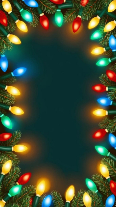 Maximalist Colorful Christmas Lights Frame Background Digital Display ...